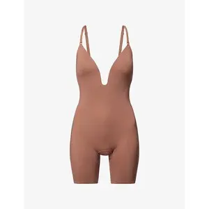 Spanx Shape™ Plunge-neck Mid-thigh Bodysuit S Ganache