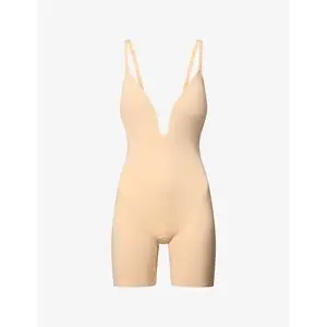 Spanx Shape™ Plunge-neck Mid-thigh Bodysuit S Toasted Coconut