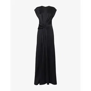Victoria Beckham Aria Twist-detail Crepe-back Satin Gown - Black