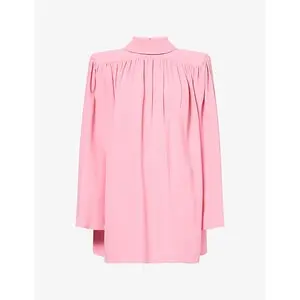 Valentino Garavani Draped High-neck Silk Top