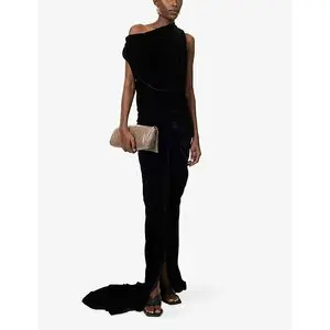 Rick Owens Strutter Draped Velvet Maxi Dress