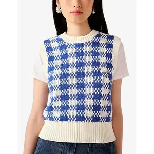 OMNES Bob Checked Cotton Knit Vest