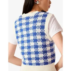 OMNES Bob Checked Cotton Knit Vest