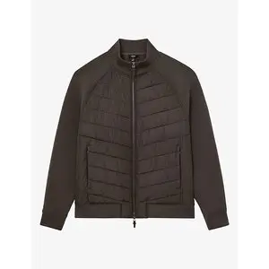 REISS Calvorn Hybrid Quilted-body Cotton-blend Jacket
