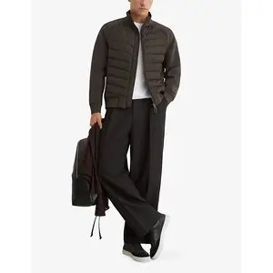 REISS Calvorn Hybrid Quilted-body Cotton-blend Jacket