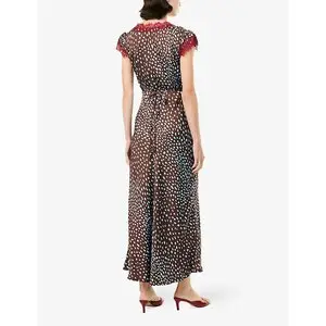 NEVER FULLY DRESSED Olivia Printed Satin Midi Dress