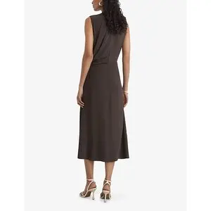 REISS Gracie Asymmetric-drape Woven Midi Dress