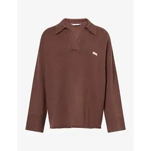 Lounge Half-placket Oversized Wool-blend Jumper - Chocolate