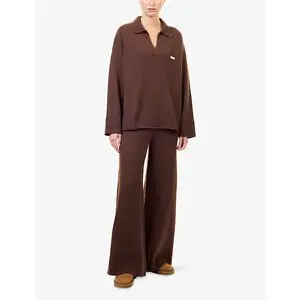 Lounge Half-placket Oversized Wool-blend Jumper - Chocolate