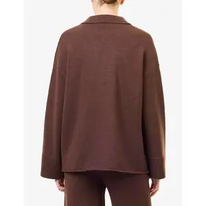 Lounge Half-placket Oversized Wool-blend Jumper - Chocolate