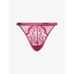 Lounge Blossom High-rise Lace Thong - Berry