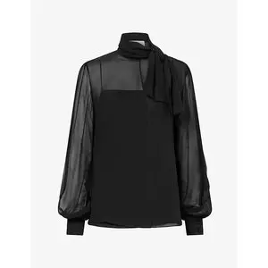 Valentino Garavani Neck-scarf Sheer Silk Top - Nero