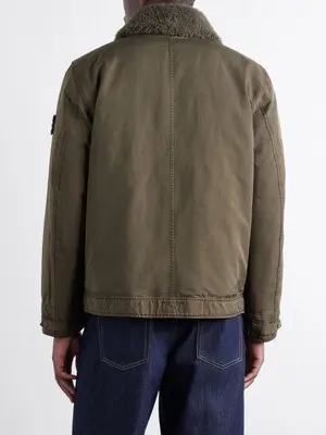 Stone Island Ghost Shearling-trimmed Padded Garment-dyed David-tc Shell Jacket