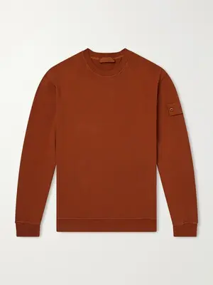 Stone Island Ghost Garment-dyed Stretch-cotton Jersey Sweatshirt - Orange