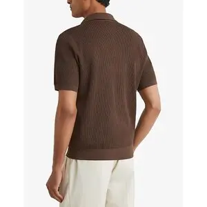 REISS Sailor Ribbed Open-collar Stretch-knit Polo