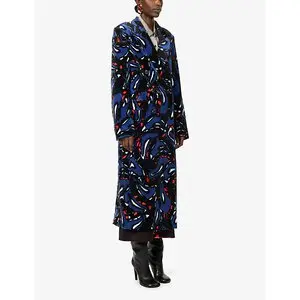 Dries Van Noten Graphic-print Longline Cotton-velvet Coat