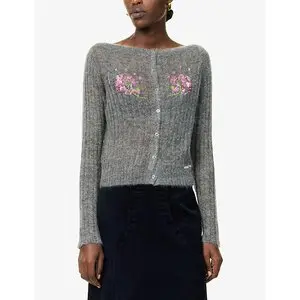 SHUSHU/TONG Floral Bead-embellished Wool-blend Cardigan