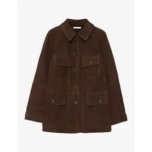 ALLSAINTS Roiya Patch-pocket Suede Jacket - Fango Brown