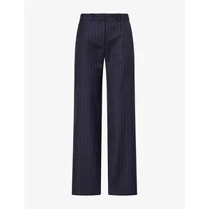 Acne Studios Pyxano Pinstripe Wool Trousers - Navy Blue