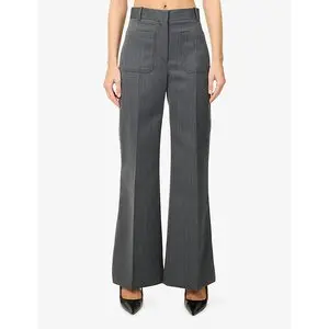 Victoria Beckham Ethel Tailored Pleated Wool Trousers