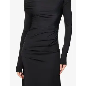 Victoria Beckham Gathered-detail Shoulder Drape Woven Gown