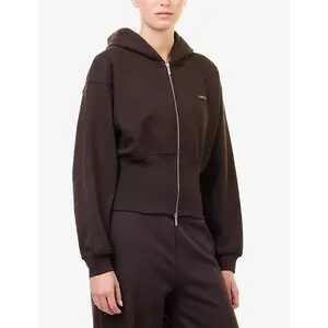Lounge Zip-up Fitted-waist Cotton-blend Hoody - Dark Chocolate