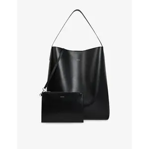 Sandro Logo Leather Hobo Bag - Black