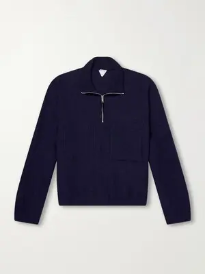 Bottega Veneta Wool-blend Bouclé Half-zip Sweatshirt - Blue