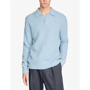 Sandro Ribbed Long-sleeve Wool Jumper - Blue Sky