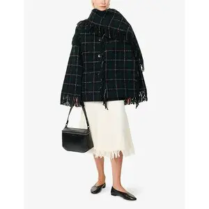 TOTEME Plaid Fringed Wool-blend Scarf Jacket