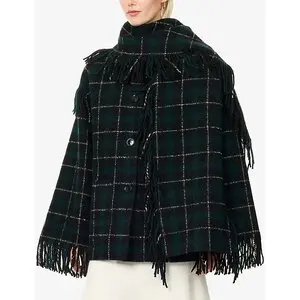 TOTEME Plaid Fringed Wool-blend Scarf Jacket