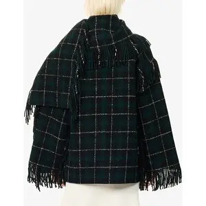 TOTEME Plaid Fringed Wool-blend Scarf Jacket
