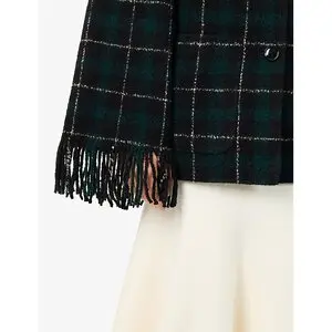 TOTEME Plaid Fringed Wool-blend Scarf Jacket