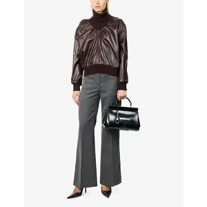 Victoria Beckham Roll-neck Long-sleeve Leather Top