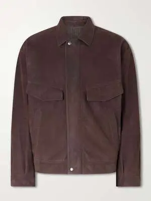 THE ROW Vana Nubuck Jacket - Dark Brown