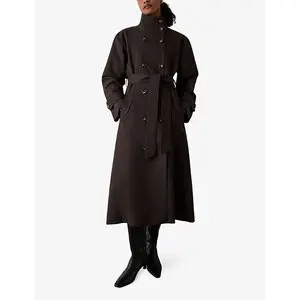Whistles Long Funnel-neck Cotton Trench Coat