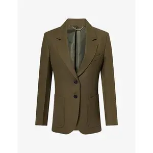 Victoria Beckham Tailored Katherine Woven Blazer Jacket - Marsh Green
