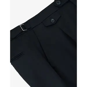 REISS Float Tailored-fit Side-adjuster Cotton-blend Trousers - Navy