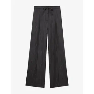 REISS Derby Wide-leg Herringbone Wool-blend Trousers