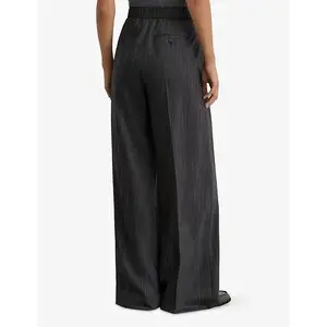 REISS Derby Wide-leg Herringbone Wool-blend Trousers
