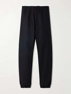 Stone Island Ghost Tapered Wool And Nylon-blend Flannel Drawstring Trousers - Black