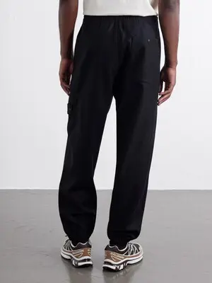 Stone Island Ghost Tapered Wool And Nylon-blend Flannel Drawstring Trousers