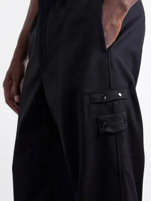 Stone Island Ghost Tapered Wool And Nylon-blend Flannel Drawstring Trousers