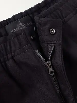 Stone Island Ghost Tapered Wool And Nylon-blend Flannel Drawstring Trousers