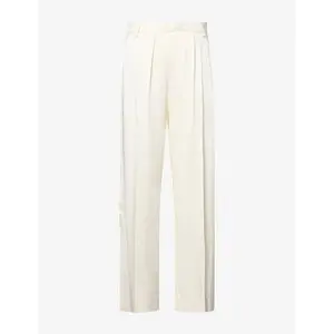 Victoria Beckham Relaxed Curved-leg Crepe-back Satin Trousers - White