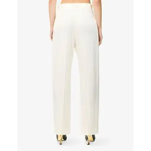 Victoria Beckham Relaxed Curved-leg Crepe-back Satin Trousers