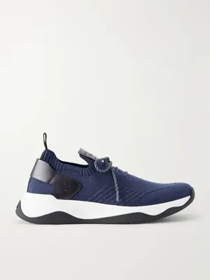 Berluti Shadow Leather-trimmed Mesh Sneakers