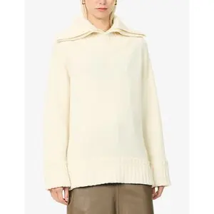 Victoria Beckham Wide-collar Wool-blend Jumper - Ivory