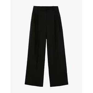 REISS Luna Pleated Wide-leg Wool-blend Trousers