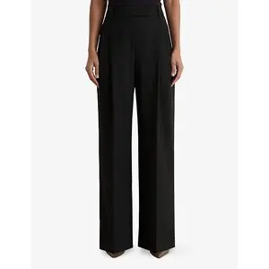 REISS Luna Pleated Wide-leg Wool-blend Trousers